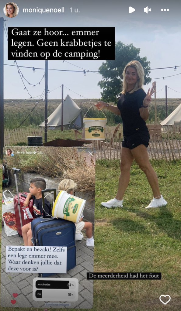 BEELDEN: Monique doet behoefte in frietsaus emmer